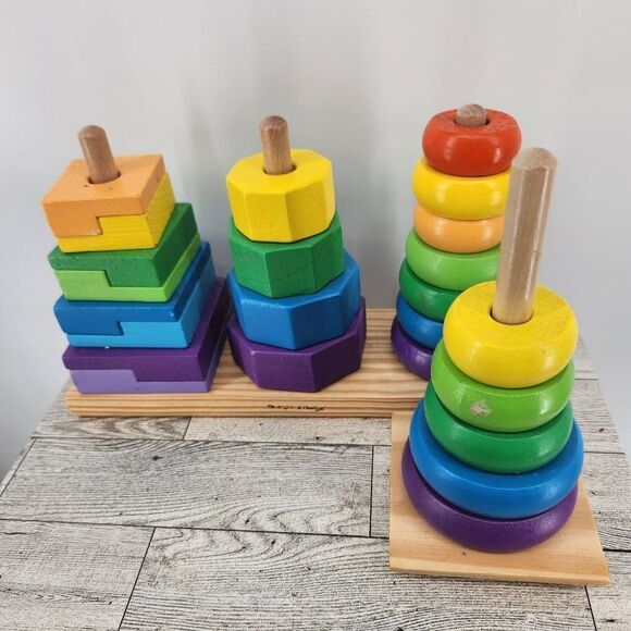 Melissa & Doug | Toys | Melissa Doug Geometric Stacker Wooden ...